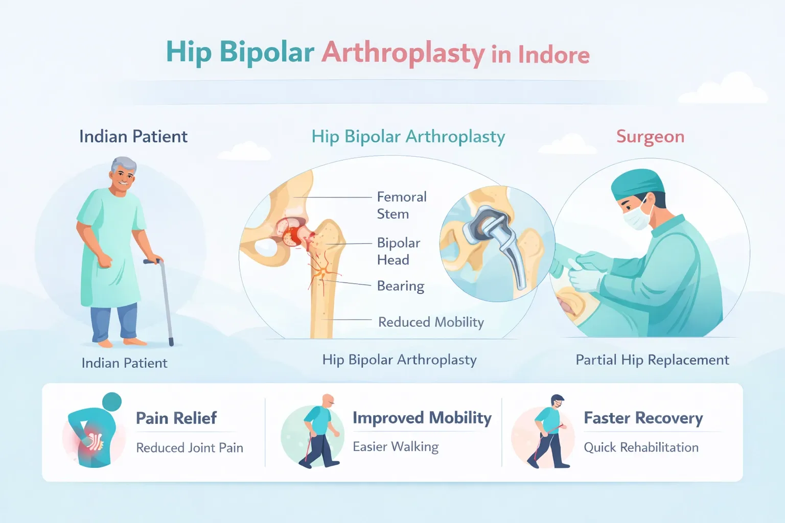Hip Bipolar Arthroplasty in Indore, Hemiarthroplasty | Dr. Gupta